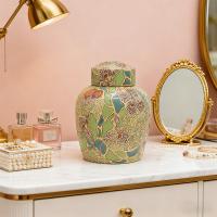 China Ceramic Jars Vintage Floral Design Memorial Urn Bulk for sale