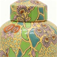 China Ceramic Jars Vintage Floral Design Memorial Urn Bulk for sale