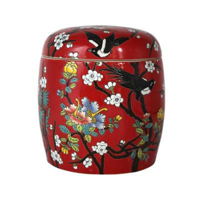 China Ceramic Jars Glossy Red Pattern Pet Urn Bulk Supply for sale