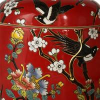 China Ceramic Jars Glossy Red Pattern Pet Urn Bulk Supply for sale