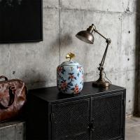 China Ceramic Jars Blue Floral Pet Urn Gold Leaf Lid OEM for sale