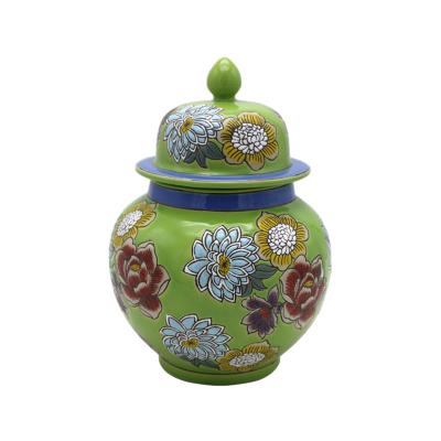 China Ceramic Jars Green Floral Pet Urn OEM Wholesale for sale