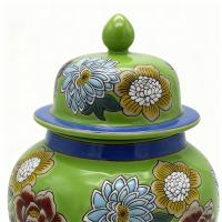 China Ceramic Jars Green Floral Pet Urn OEM Wholesale for sale