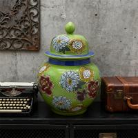 China Ceramic Jars Green Floral Pet Urn OEM Wholesale for sale
