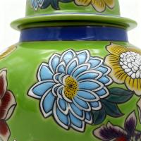 China Ceramic Jars Green Floral Pet Urn OEM Wholesale for sale