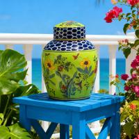 China Ceramic Jars Giftable Blue Speckle Urn Boutique Collection for sale