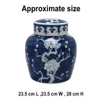 China Ceramic Jars Navy Blue White Floral Pet Urn OEM Wholesale for sale