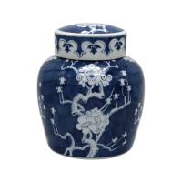 China Ceramic Jars Navy Blue White Floral Pet Urn OEM Wholesale for sale