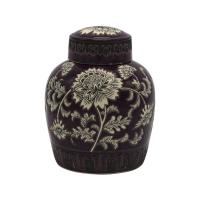China Ceramic Jars Black Floral Pet Urn OEM Wholesale for sale