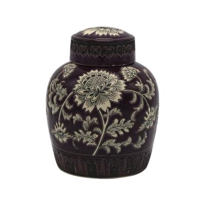 China Ceramic Jars Black Floral Pet Urn OEM Wholesale for sale