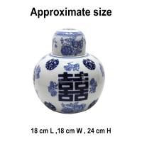 China Ceramic Jars Blue White Double Happiness Pet Urn OEM for sale