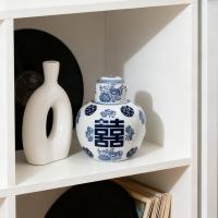 China Ceramic Jars Blue White Double Happiness Pet Urn OEM for sale