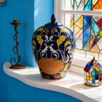 China Ceramic Jars Premium Flower Motif Memorial Urn Wholesale for sale