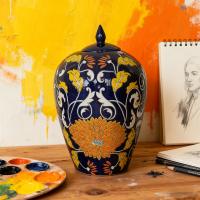 China Ceramic Jars Premium Flower Motif Memorial Urn Wholesale for sale