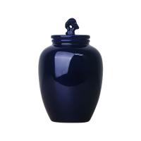 China Ceramic Jars Navy Blue Glossy Tea Storage Canister for sale