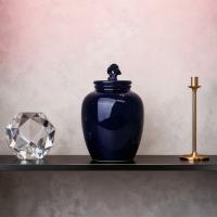 China Ceramic Jars Navy Blue Glossy Tea Storage Canister for sale