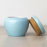 China Ceramic Jars Sky Blue Glossy Tea Canister with Lid for sale