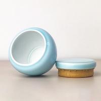 China Ceramic Jars Sky Blue Glossy Tea Canister with Lid for sale