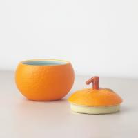 China Ceramic Jars Orange Fruit Shape Storage Canister with Lid for sale