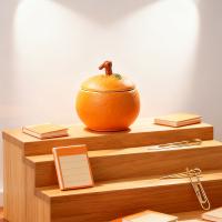 China Ceramic Jars Orange Fruit Shape Storage Canister with Lid for sale
