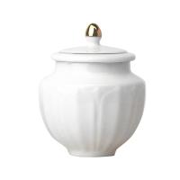 China Ceramic Jars Giftable White Canister Gold Accent Wholesale for sale