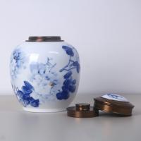 China Ceramic Jars White Blue Flower Storage Canister OEM for sale