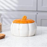 China Ceramic Jars Cute Pumpkin Jar for Candy Snacks for sale