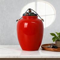 China Glossy Red Ceramic Jars Kitchen Canister Factory Direct for sale