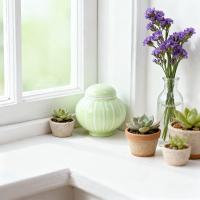 China Ceramic Jars Tea Storage Jar Mint Green Glossy Lid for sale