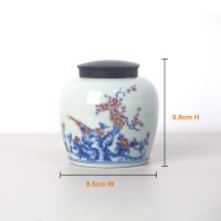 China Blue Red Floral Tea Canister Ceramic Jars Wholesale for sale
