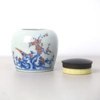 China Blue Red Floral Tea Canister Ceramic Jars Wholesale for sale