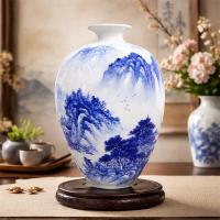 China Landscape Vase Blue And White Ceramics Wholesale Supply for sale