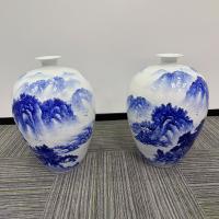 China Landscape Vase Blue And White Ceramics Wholesale Supply for sale