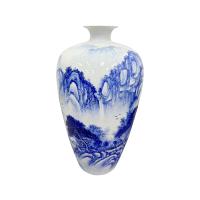 China Blue And White Ceramics Hand-Painted Mountain Vase OEM for sale