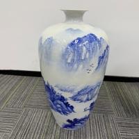 China Blue And White Ceramics Hand-Painted Mountain Vase OEM for sale