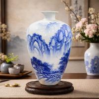 China Blue And White Ceramics Hand-Painted Mountain Vase OEM for sale