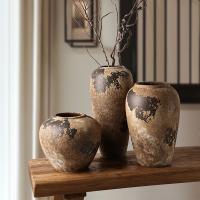 China Wabi Sabi Ceramic Vase with Vintage Distressed Finish for sale