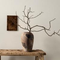 China Wabi Sabi Ceramic Vase with Vintage Distressed Finish for sale