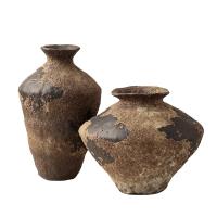 China Rustic Ceramic Vase Set with Wabi-Sabi Texture for sale