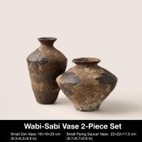 China Rustic Ceramic Vase Set with Wabi-Sabi Texture for sale