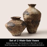China Rustic Ceramic Vase Set with Wabi-Sabi Texture for sale