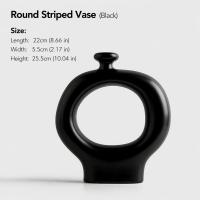 China Black and White Striped Ceramic Vase for Modern Decor for sale