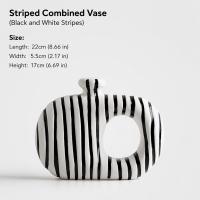 China Black and White Striped Ceramic Vase for Modern Decor for sale