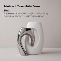 China Modern Abstract Vase Set in Matte White and Silver for sale