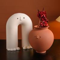 China Sculptural Ceramic Face Vase for Minimalist Interiors for sale