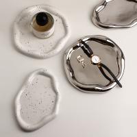 China Creative Decorative Tray in Silver and Speckled White for sale