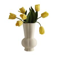 China Sculptural Ceramic Vase in Soft Cream Finish for sale