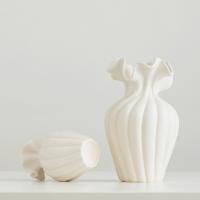 China Ruffled Rim Ceramic Vase for Modern Home Decor for sale