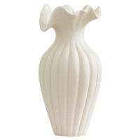 China Ruffled Rim Ceramic Vase for Modern Home Decor for sale