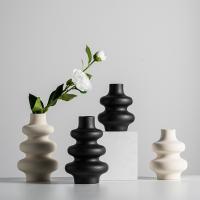 China Matte Ceramic Vase with Layered Curve Design for sale